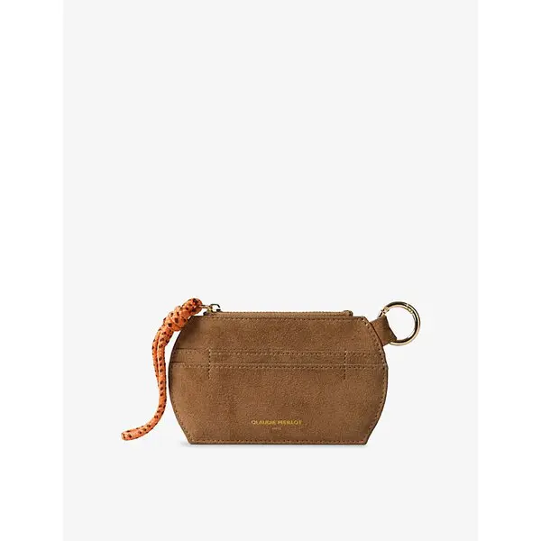 Claudie Pierlot Logo-embossed Suede Card Holder