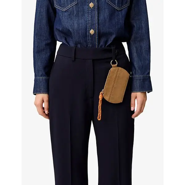Claudie Pierlot Logo-embossed Suede Card Holder