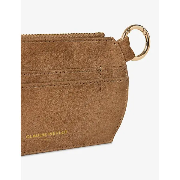 Claudie Pierlot Logo-embossed Suede Card Holder