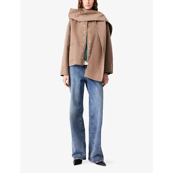 Maje Double-faced Hooded Wool-blend Coat
