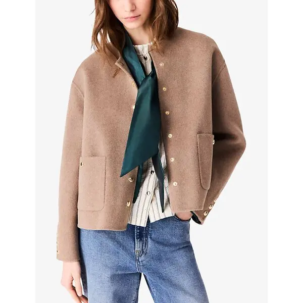 Maje Double-faced Hooded Wool-blend Coat