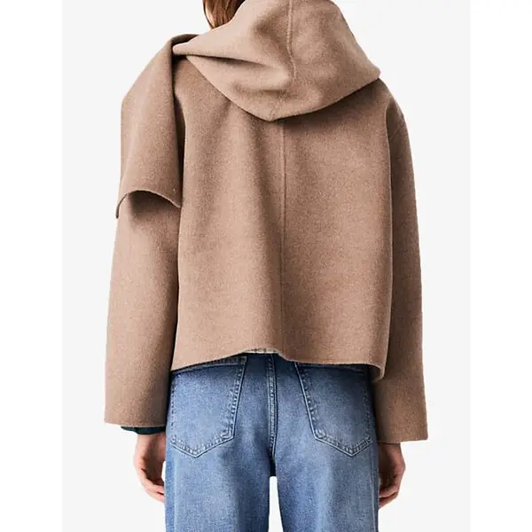 Maje Double-faced Hooded Wool-blend Coat