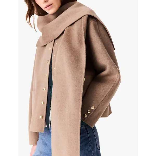 Maje Double-faced Hooded Wool-blend Coat