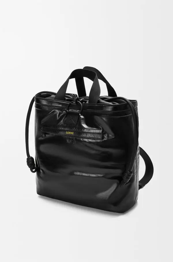 Loewe Squad Backpack In Paper Leather - Black