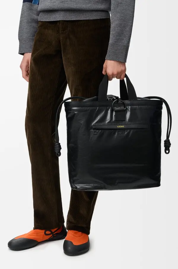 Loewe Squad Backpack In Paper Leather - Black