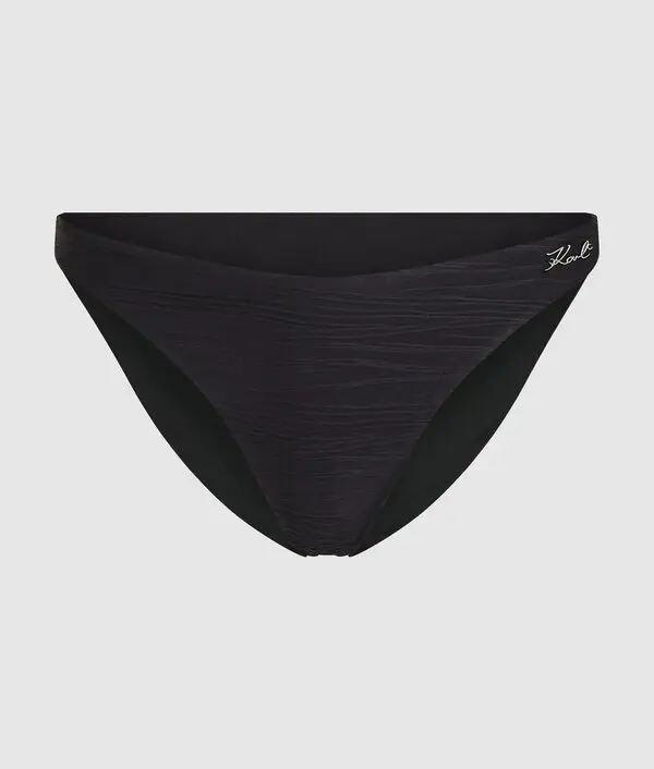 Karl Lagerfeld Ribbed Bikini Bottoms - Black