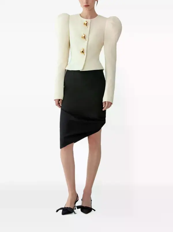 Carolina Herrera Asymmetric Gathered Short Skirt - Black