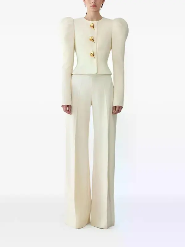 Carolina Herrera Puff-sleeve Calla Lily-button Jacket