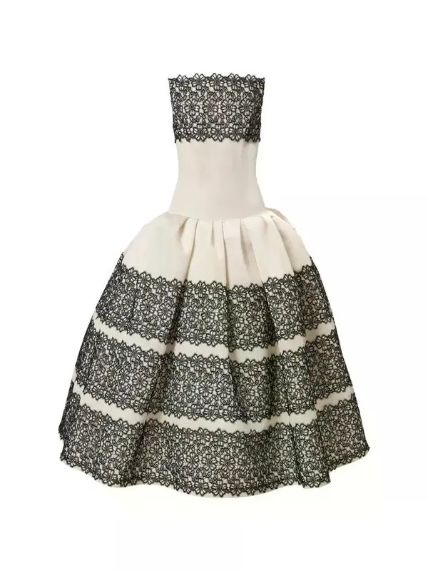 Carolina Herrera Lace-trimmed Strapless Gown - Neutrals