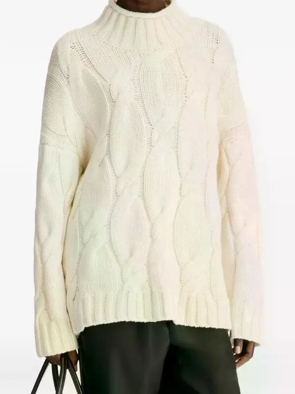 Loulou De Saison Cable-knit Stand-collar Sweater