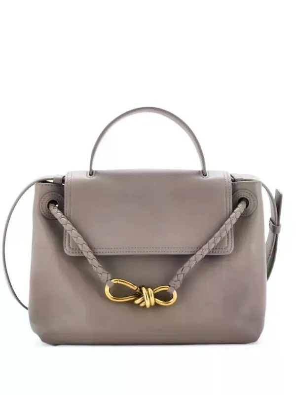 Bottega Veneta Ciao Ciao Top Handle Bag Leather With Intrecciato Detail Small Satchel - Grey