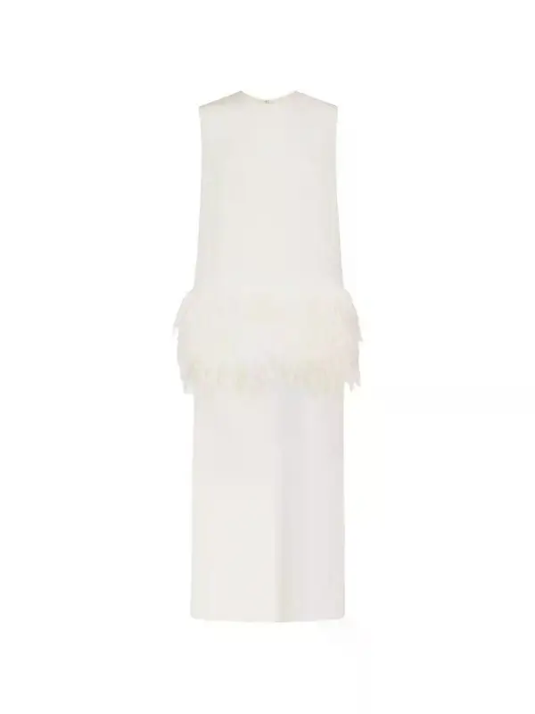 Loulou De Saison Sonia Feather-trim Midi Dress - White