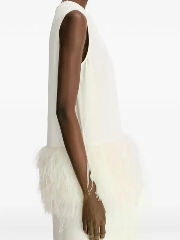 Loulou De Saison Sonia Feather-trim Midi Dress