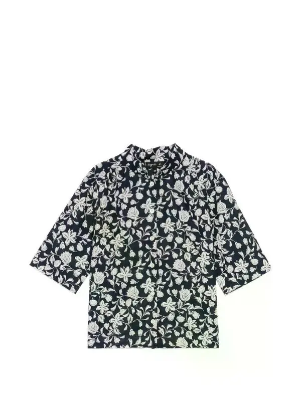 AGNES B. Floral-print Stand-collar Shirt