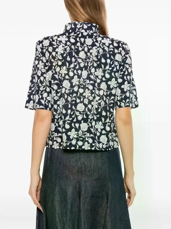 AGNES B. Floral-print Stand-collar Shirt