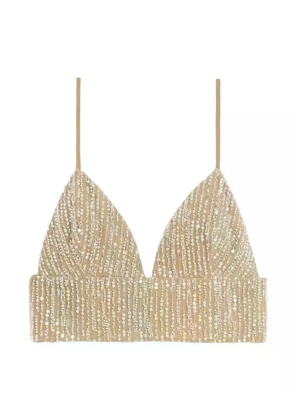 AMI Paris Cropped Top With Sequin Embroidery