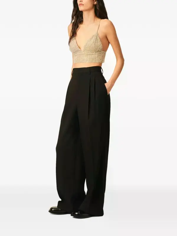 AMI Paris Cropped Top With Sequin Embroidery