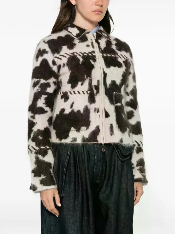 Guest In Residence Cow-print Cardigan