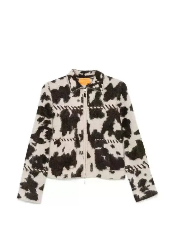 Guest In Residence Cow-print Whipstitch-trim Jacket - Neutrals