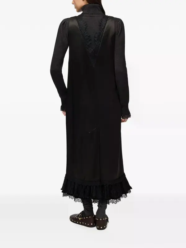 GANNI Long Dress In Lace Satin