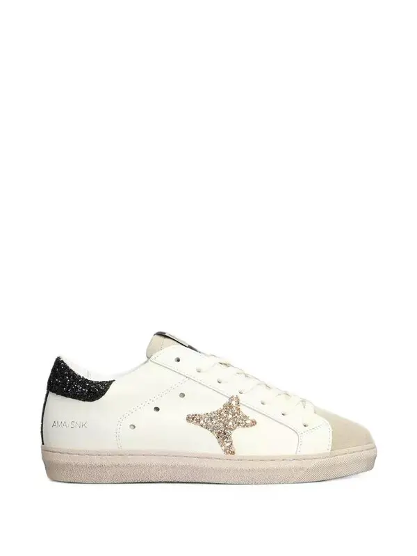 AMA-BRAND Glitter-embellished Star-patch Sneakers - White