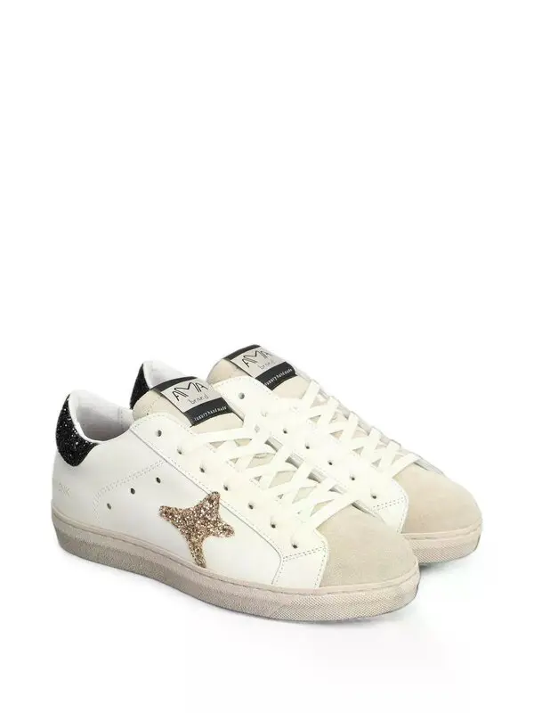 AMA-BRAND Glitter-embellished Star-patch Sneakers