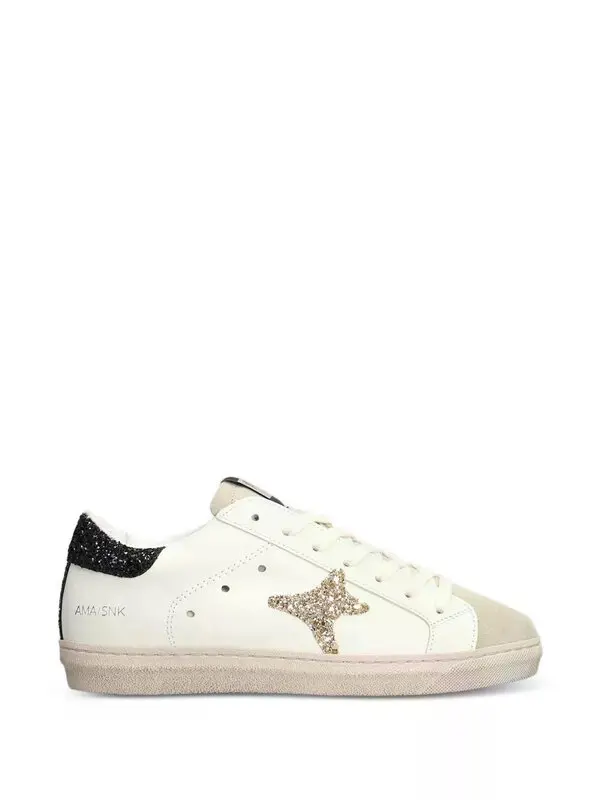 AMA-BRAND Glitter-embellished Star-patch Sneakers - White