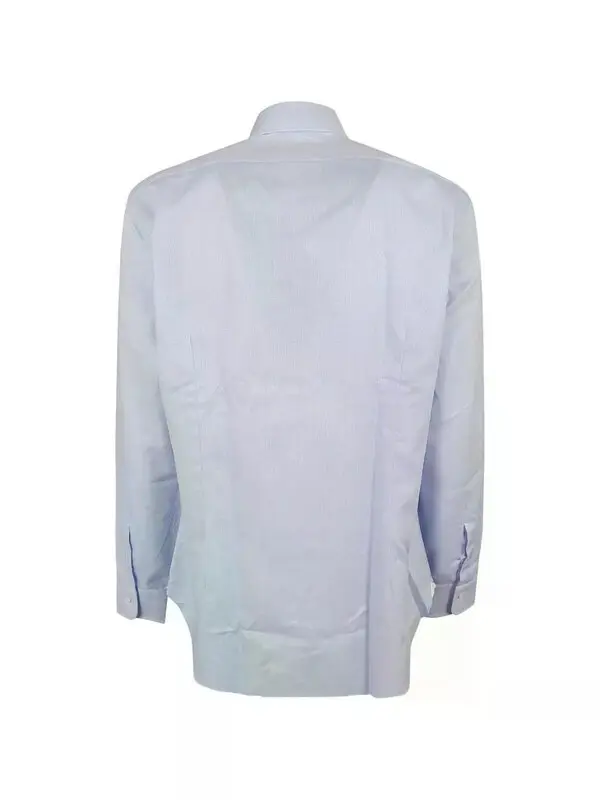 BARBA NAPOLI Piqué-weave Long-sleeved Shirt - Blue