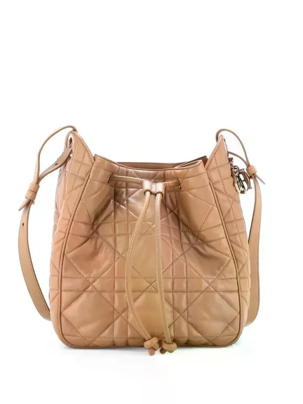 Dior D-motion Bag Cannage Quilted Leather Medium Bucket Bag - Brown