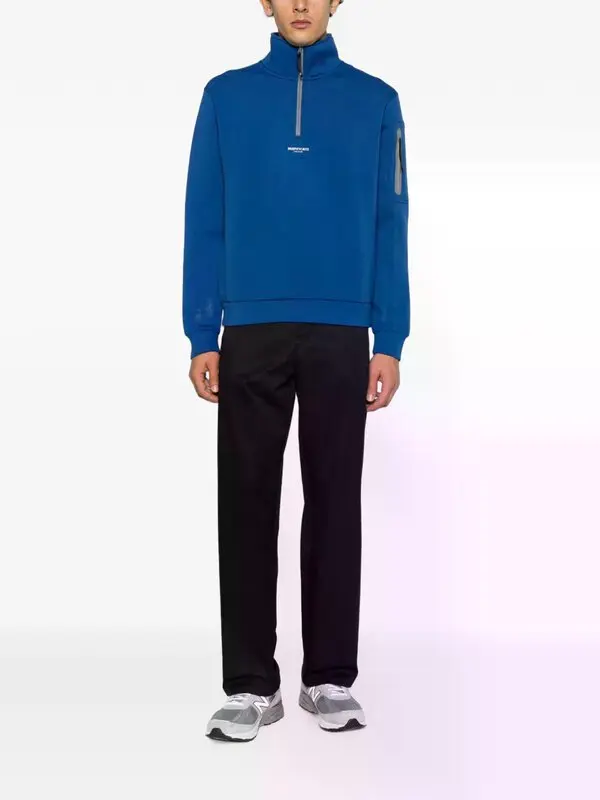 MURPHY&NYE Scrupper Logo-print Quarter-zip Sweatshirt - Blue