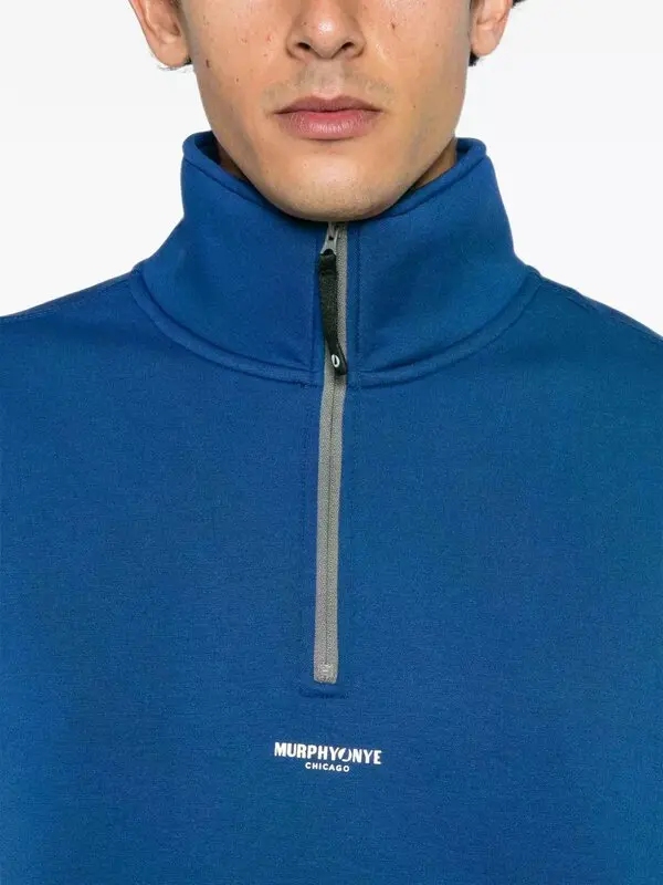 MURPHY&NYE Scrupper Logo-print Quarter-zip Sweatshirt - Blue