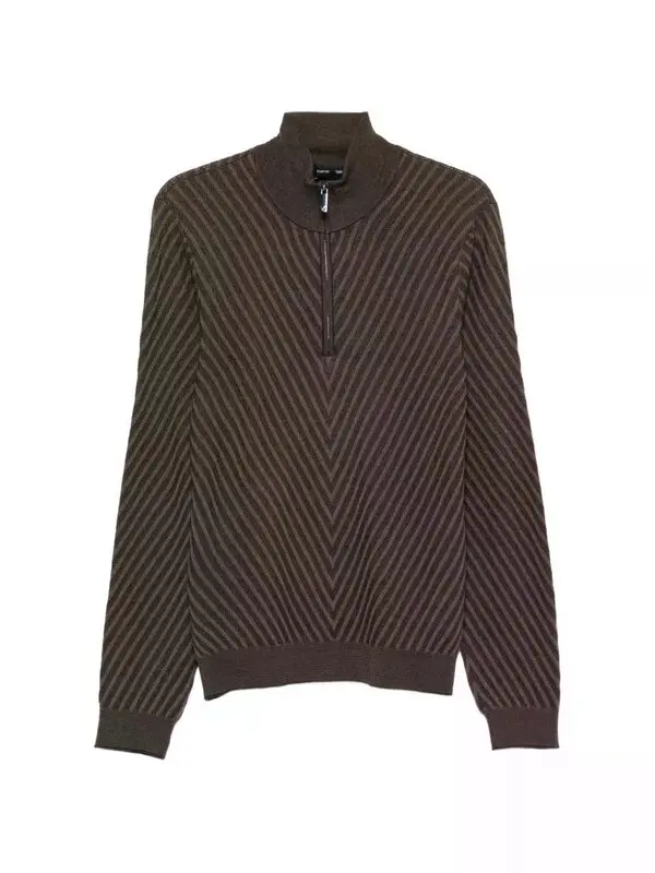 Emporio Armani Chevron-knit Quarter-zip Sweater