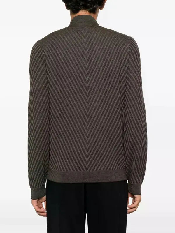 Emporio Armani Chevron-knit Quarter-zip Sweater