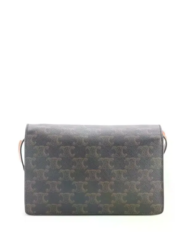 Celine Wallet On Strap Triomphe Coated Canvas Crossbody Bag - Brown