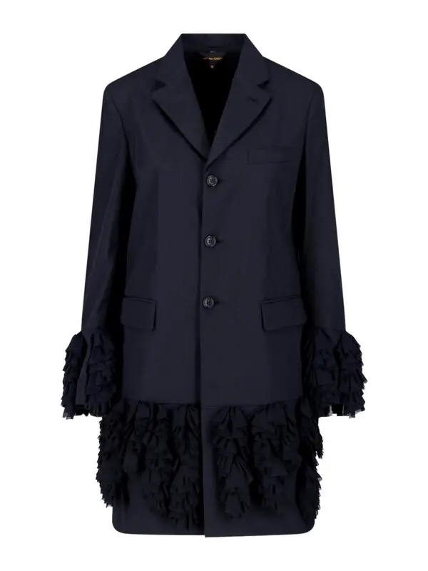 Comme Des Garçons Long Blazer With Ruffles