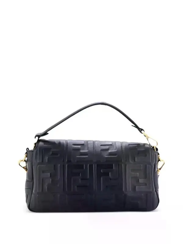 Fendi Baguette Nm Bag Zucca Embossed Leather Medium Crossbody Bag