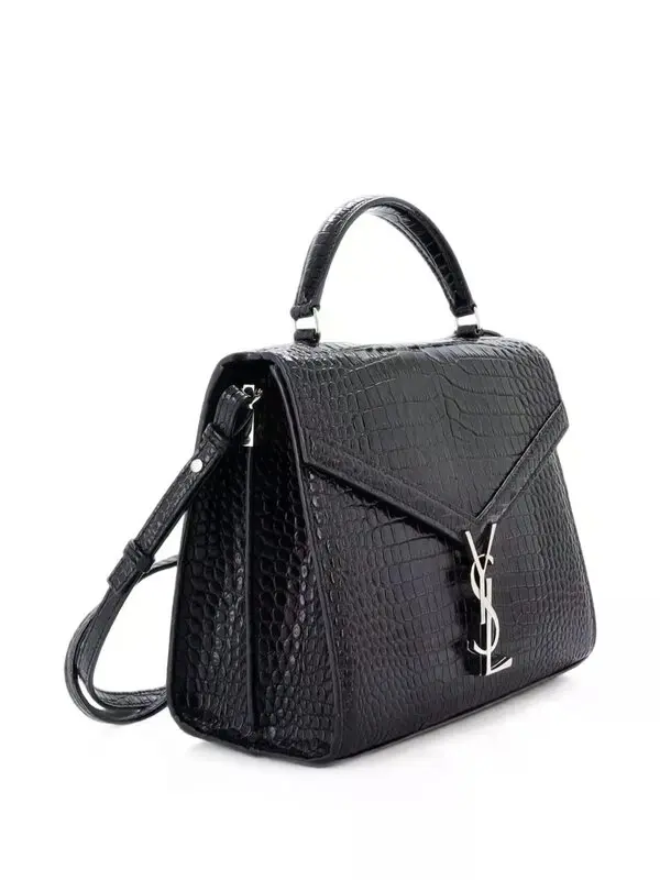 Saint Laurent Cassandra Top Handle Bag Crocodile Embossed Leather Medium Satchel