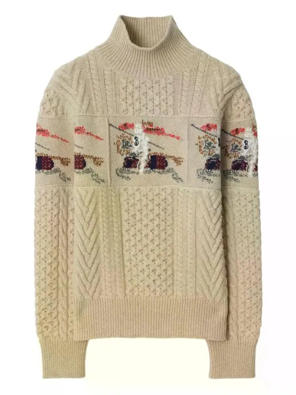 Burberry Ekd Aran-knit Sweater - Neutrals