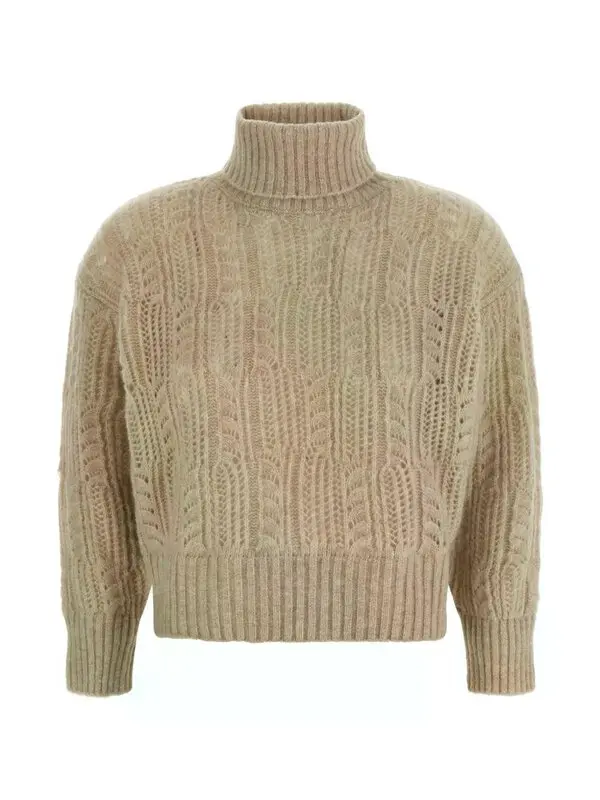 Agnona Openwork Turtleneck Sweater - Neutrals