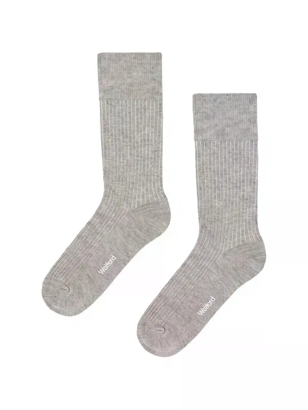 Wolford Ribbed Stretch-cotton Socks - Grey