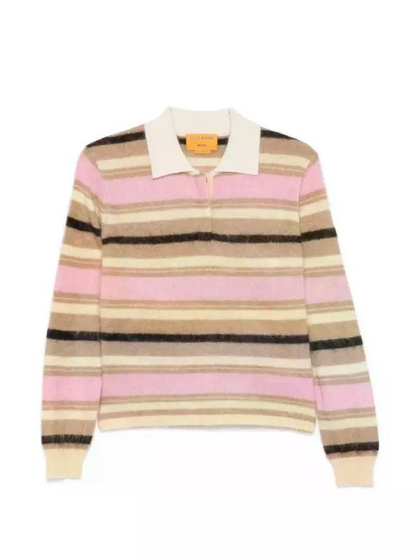 Guest In Residence Grizzly Striped Polo-collar Sweater