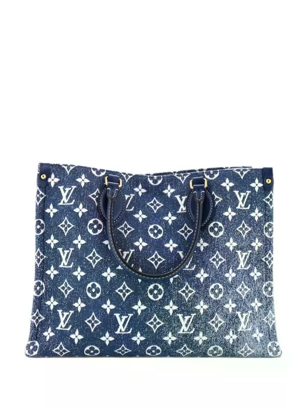 LOUIS VUITTON Onthego Tote Monogram Jacquard Denim Mm Shoulder Bag - Blue