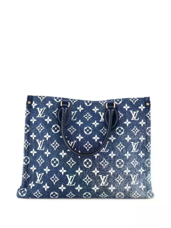 LOUIS VUITTON Onthego Tote Monogram Jacquard Denim Mm Shoulder Bag - Blue