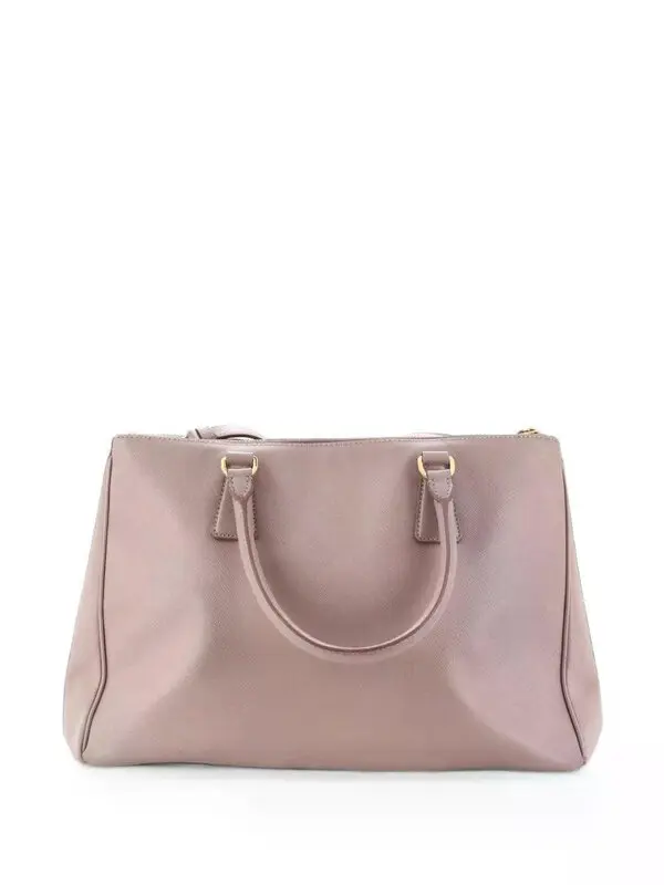 Prada Double Zip Lux Saffiano Leather Medium Tote Bag - Neutrals