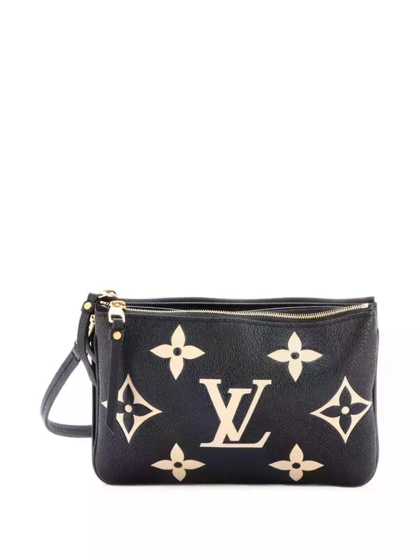 LOUIS VUITTON Double Zip Pochette Bicolor Monogram Empreinte Giant Crossbody Bag - Black