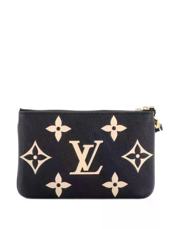 LOUIS VUITTON Double Zip Pochette Bicolor Monogram Empreinte Giant Crossbody Bag - Black