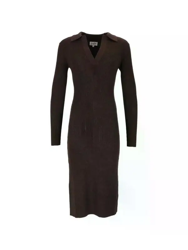 MC2 SAINT BARTH Ribbed-knit Long-sleeve Midi Dress - Brown