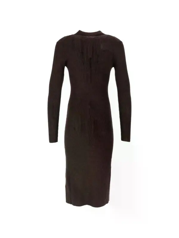 MC2 SAINT BARTH Ribbed-knit Long-sleeve Midi Dress
