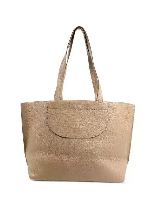 TOD'S Logo-debossed Leather Tote Bag - Neutrals