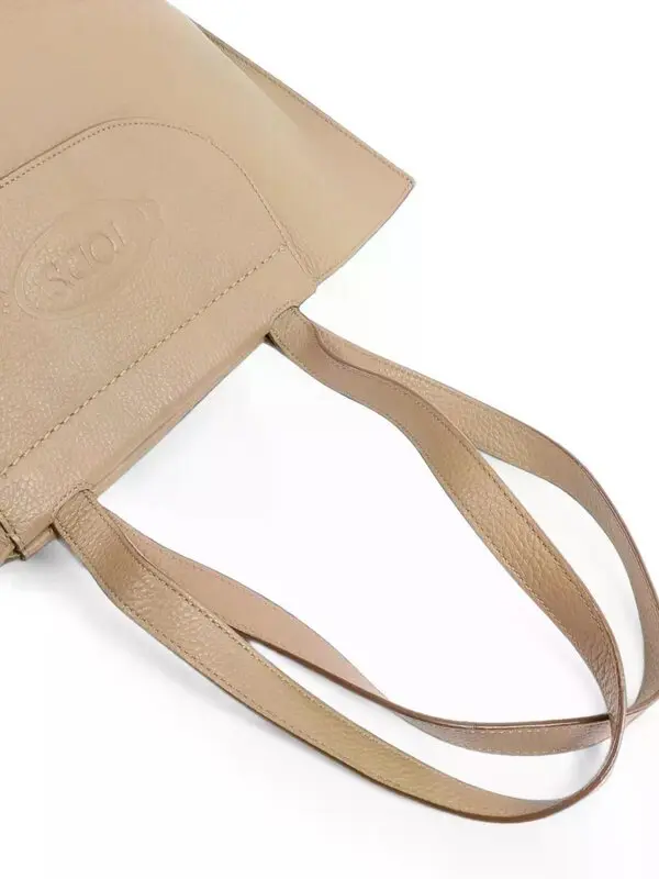 TOD'S Logo-debossed Leather Tote Bag - Neutrals
